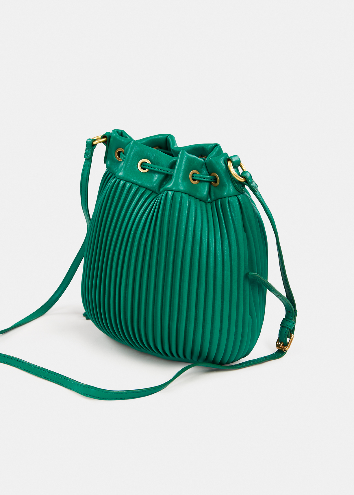 Grüne Mini Bucket Bag mit Plissee Essentiel Antwerp